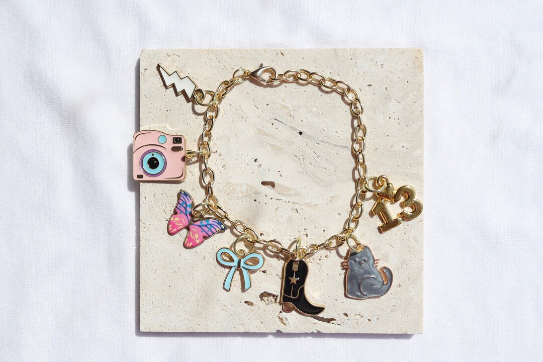 Swiftie Charm Bracelet Eras Tour Handmade Swiftie Merch Gold Jewelry ...