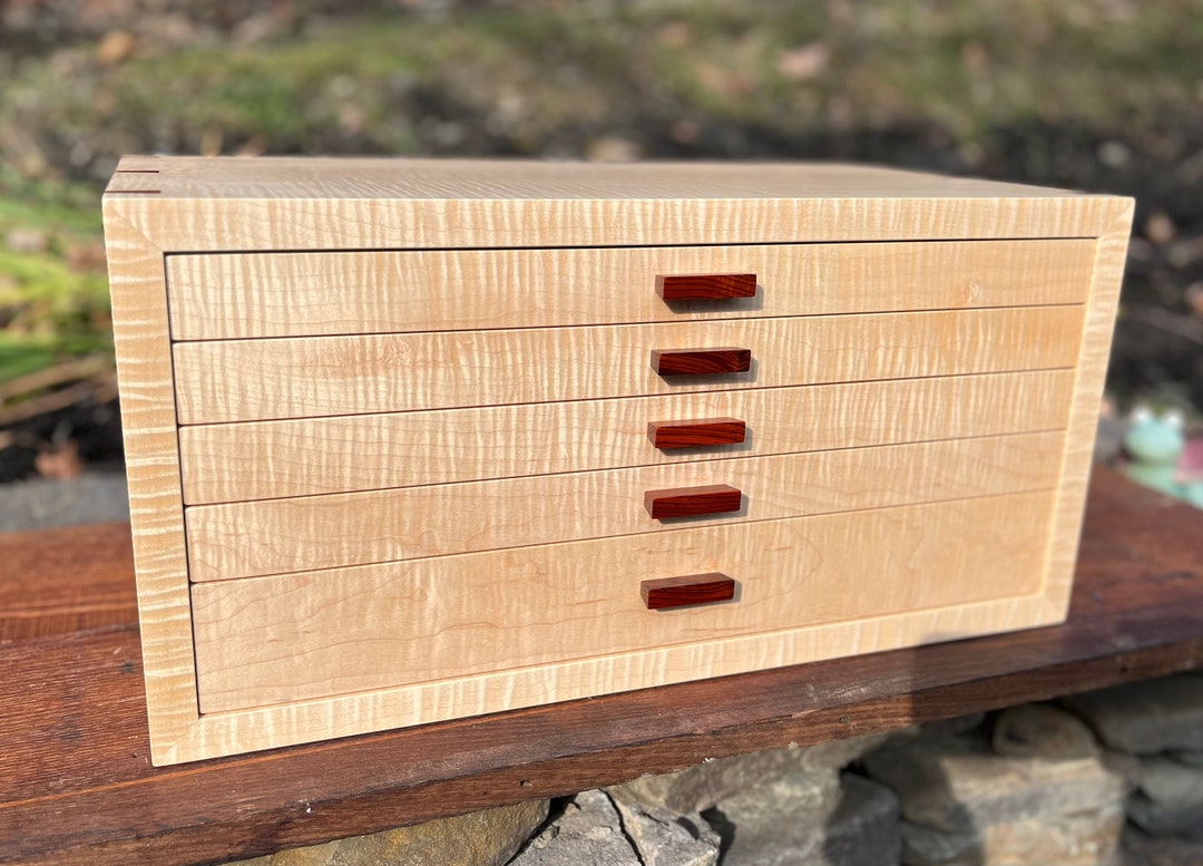 Large Jewelry Box--large Curly Maple and Rosewood Jewelry Box - Etsy