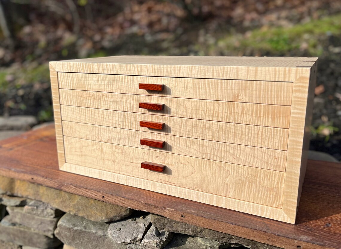 Large Jewelry Box--large Curly Maple and Rosewood Jewelry Box - Etsy