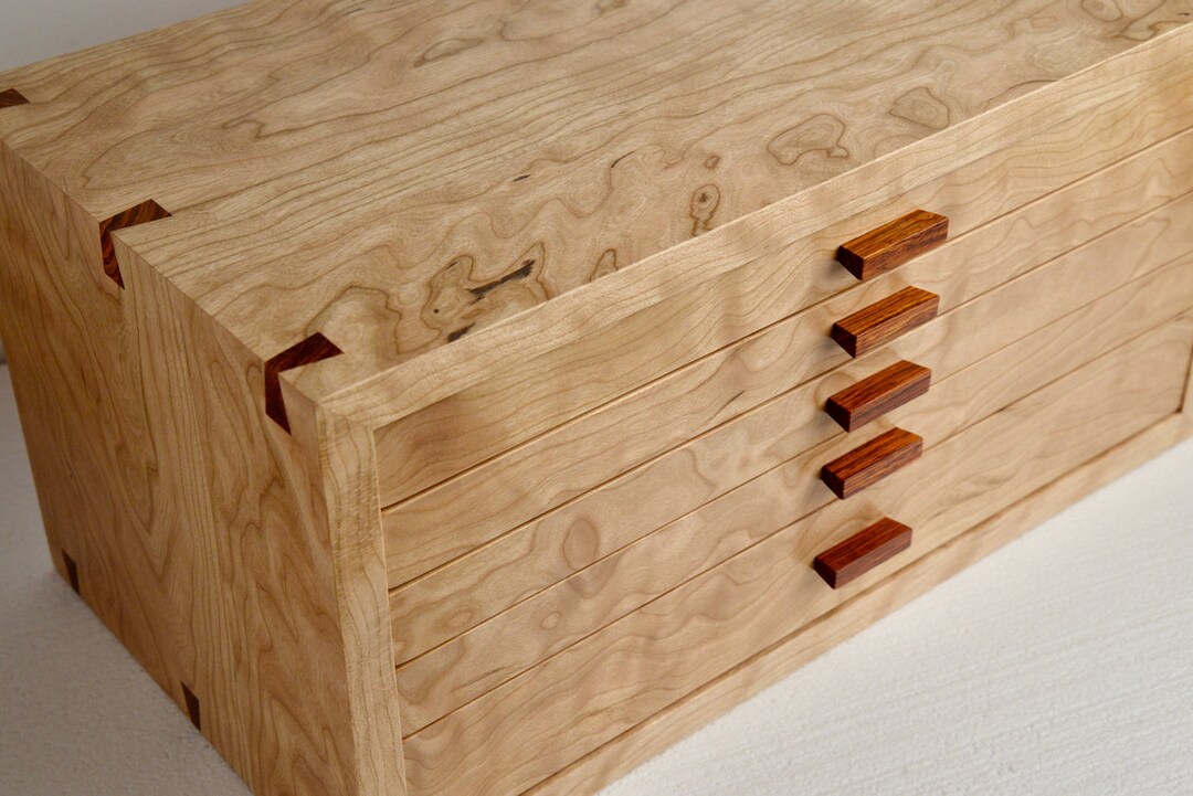 Large Jewelry Box--large Curly Cherry and Rosewood Jewelry Box - Etsy