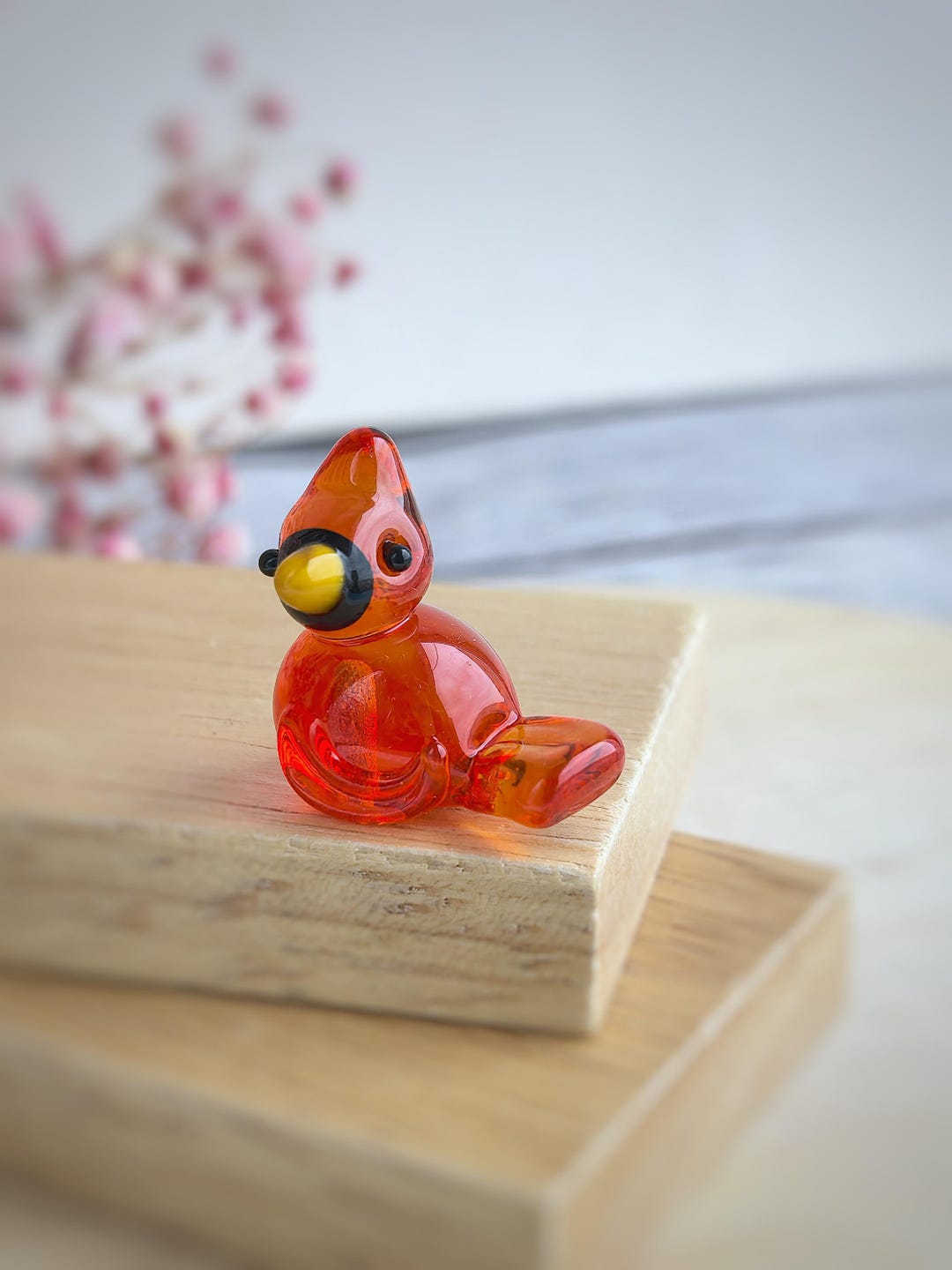 Tiny Glass Animals Miniature Cardinal Figurine Tiny Cardinal Bird Decor ...
