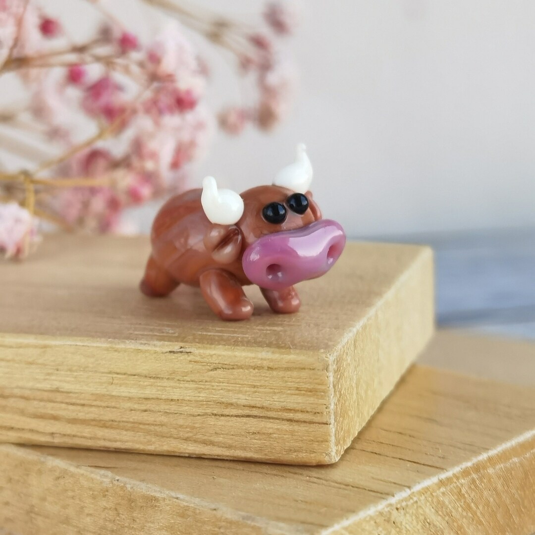 Tiny Glass Animals Miniature Cow Figurine Cow Decor Cow Gifts Cow ...