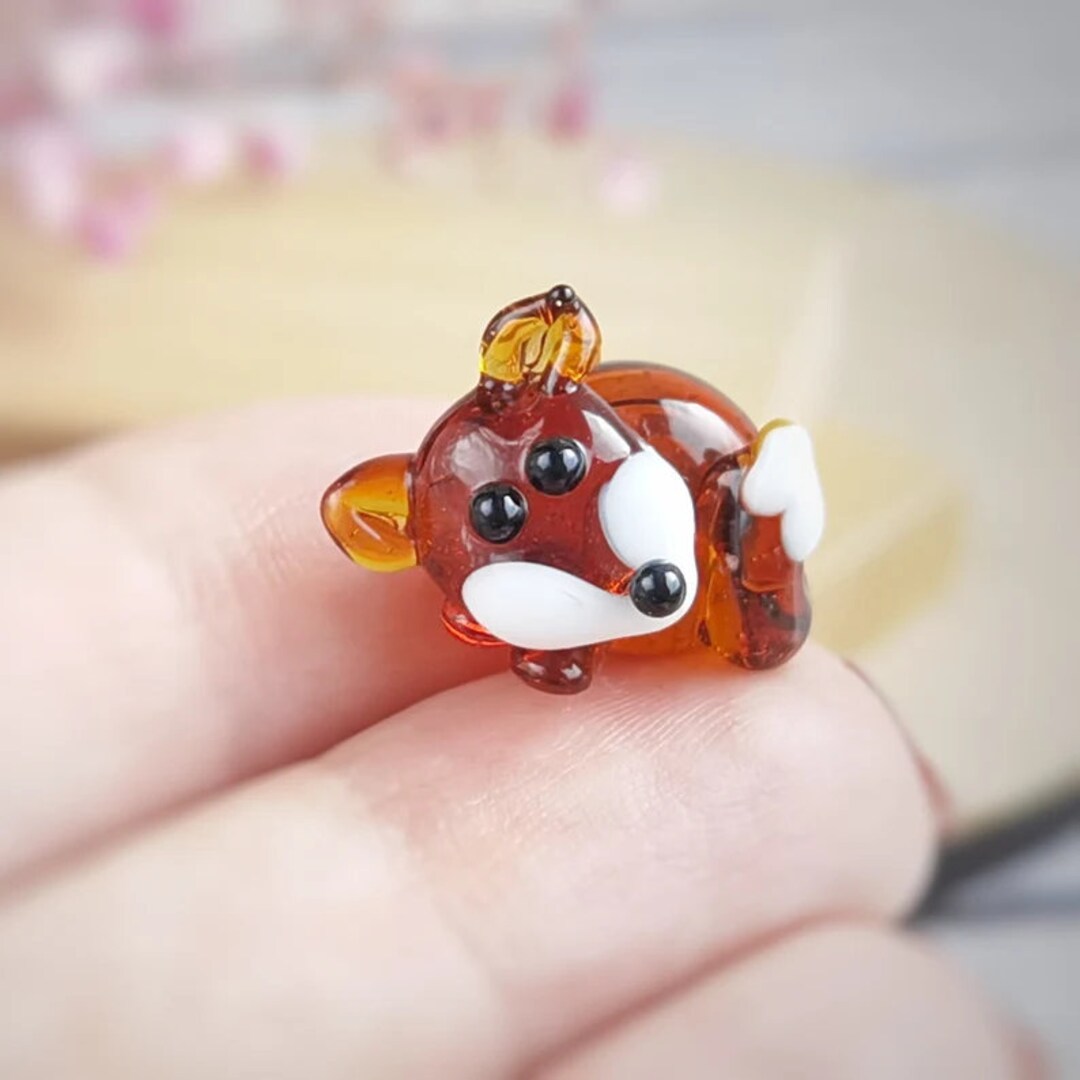 Miniature Fox Figurine Fox Decor Fox Gifts Fox Ornaments Tiny Glass ...