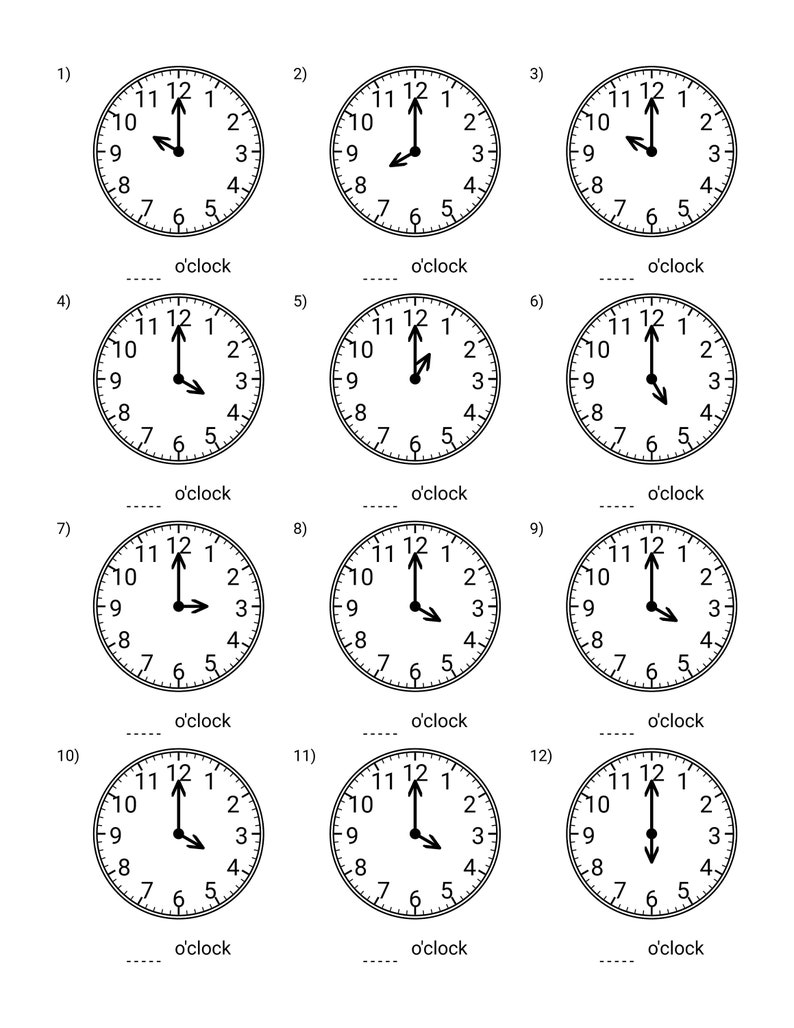 Learn to Tell Time Printable - Etsy