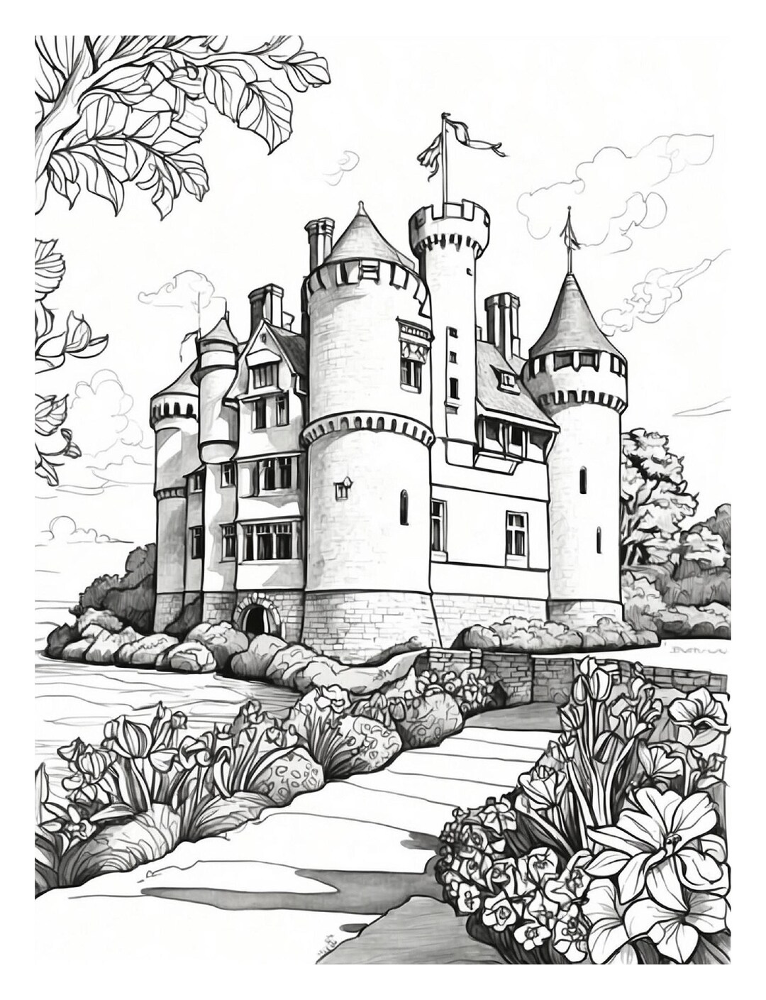 Fantasy Castle Coloring Pages | Relaxing Art, Kids & Adults (PDF ...