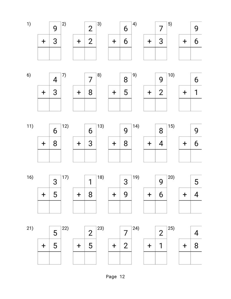 Addition Worksheet, Basic Math Printable, Math Addition Basic Math ...