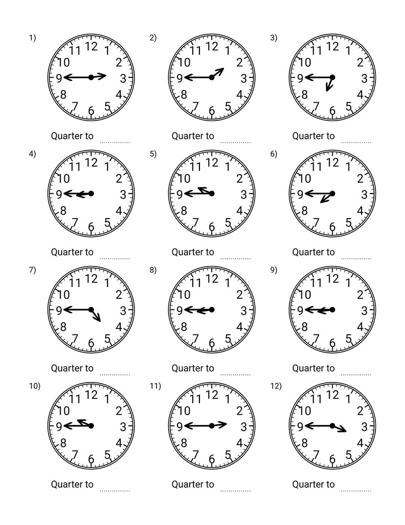 Learn to Tell Time Printable - Etsy