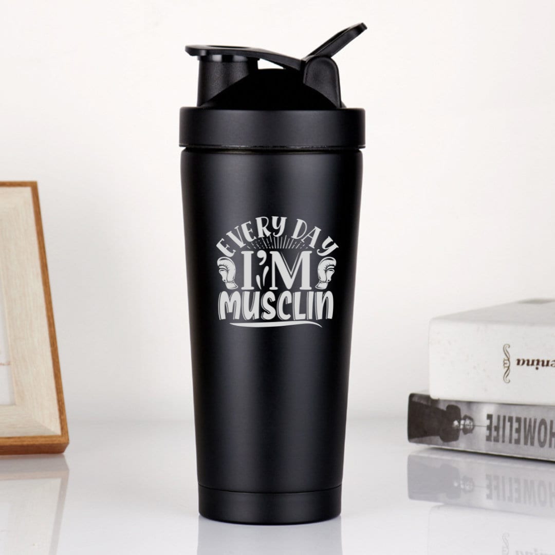 Everyday I'M Musclin Protein Shaker Bottle | Custom Protein Shakers for ...