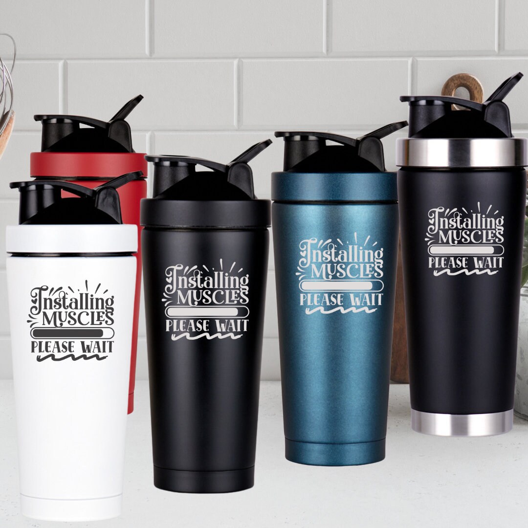 Installing Muscles Please Wait Protein Shaker Bottle | Custom Protein Shakers for Gym Bro ...