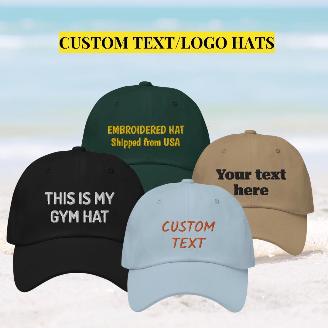 Custom Hat for Men Women | Custom Text Logo Hats , Personalized Message ...