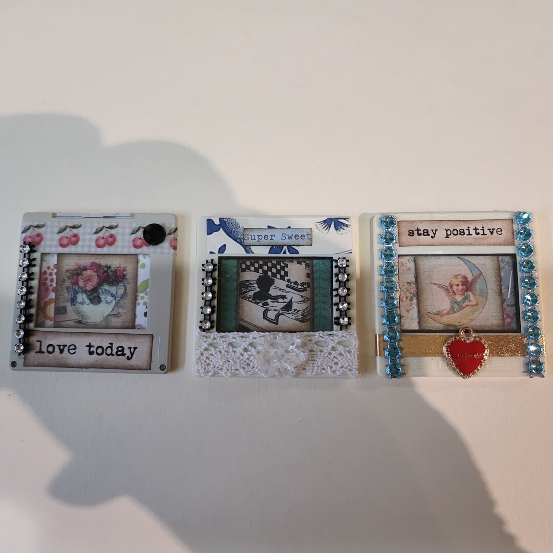Lot of 3 Hand Decorated Vintage Slides for Using in Your Journals and ...