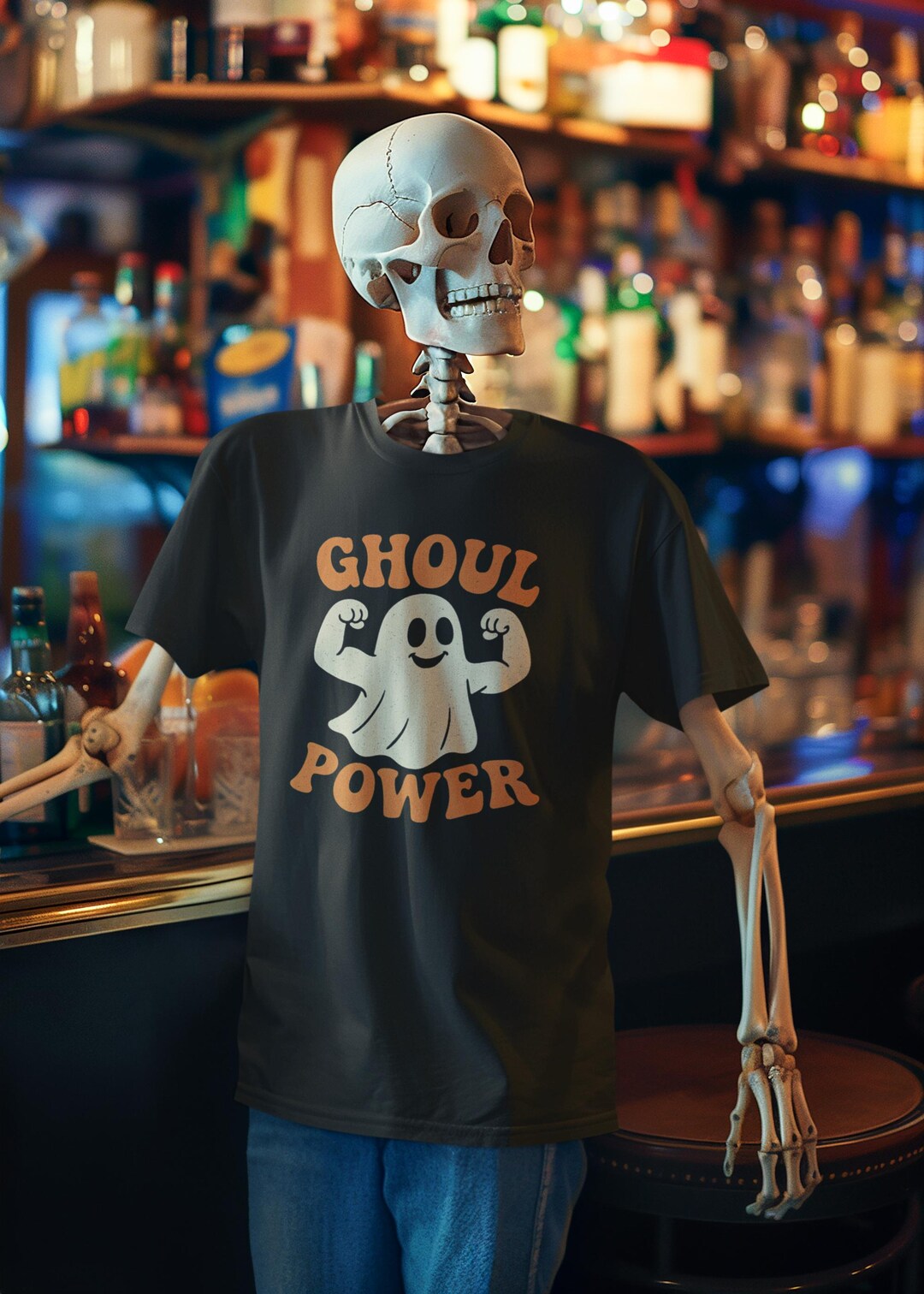 Ghoul Power | Funny Flexing Ghost Halloween Shirt | Retro Spooky Season ...