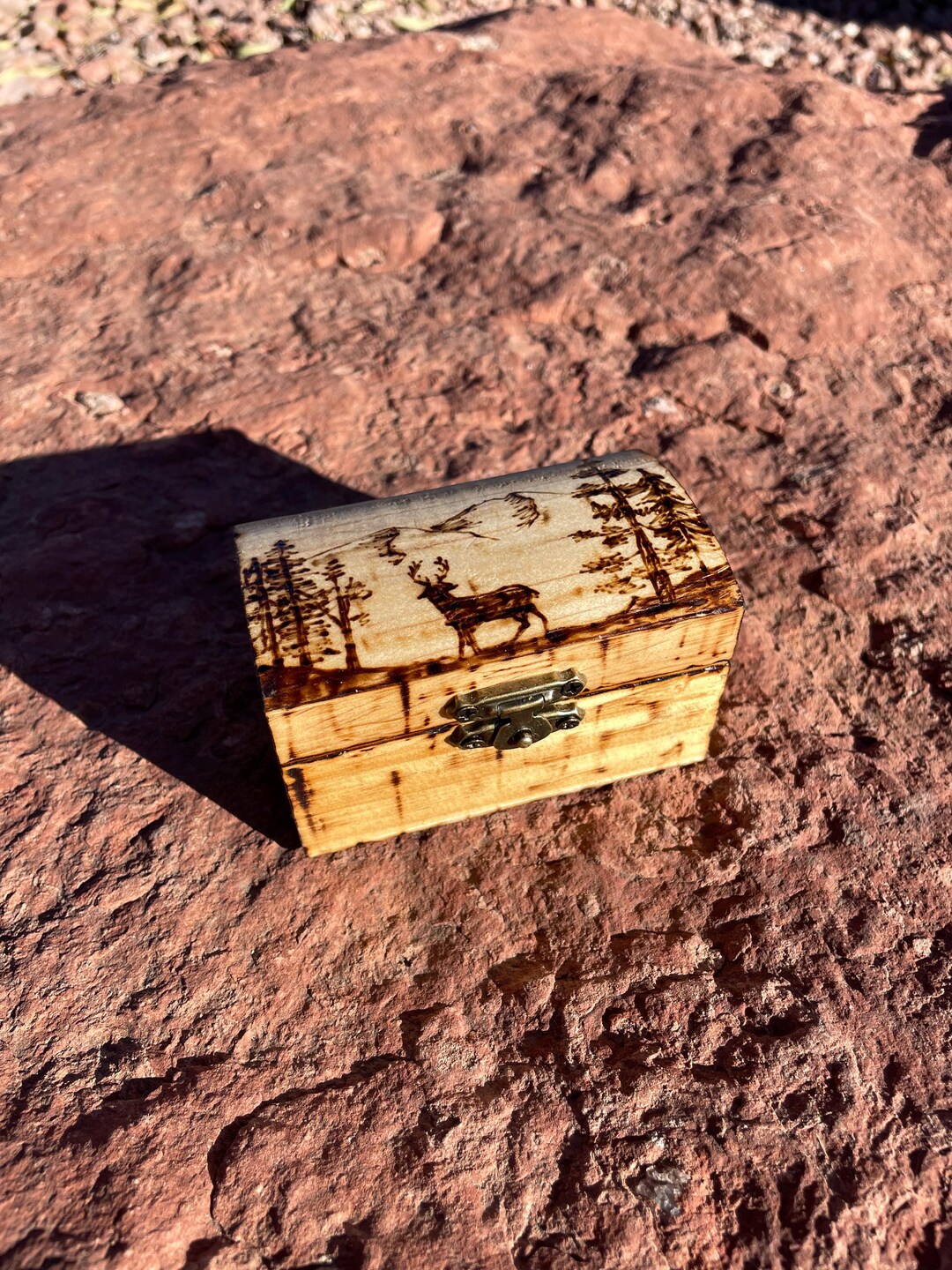 Deer Trinket Chest | Hand Burnt Wood Box | Jewelry Box | Wood Burning ...