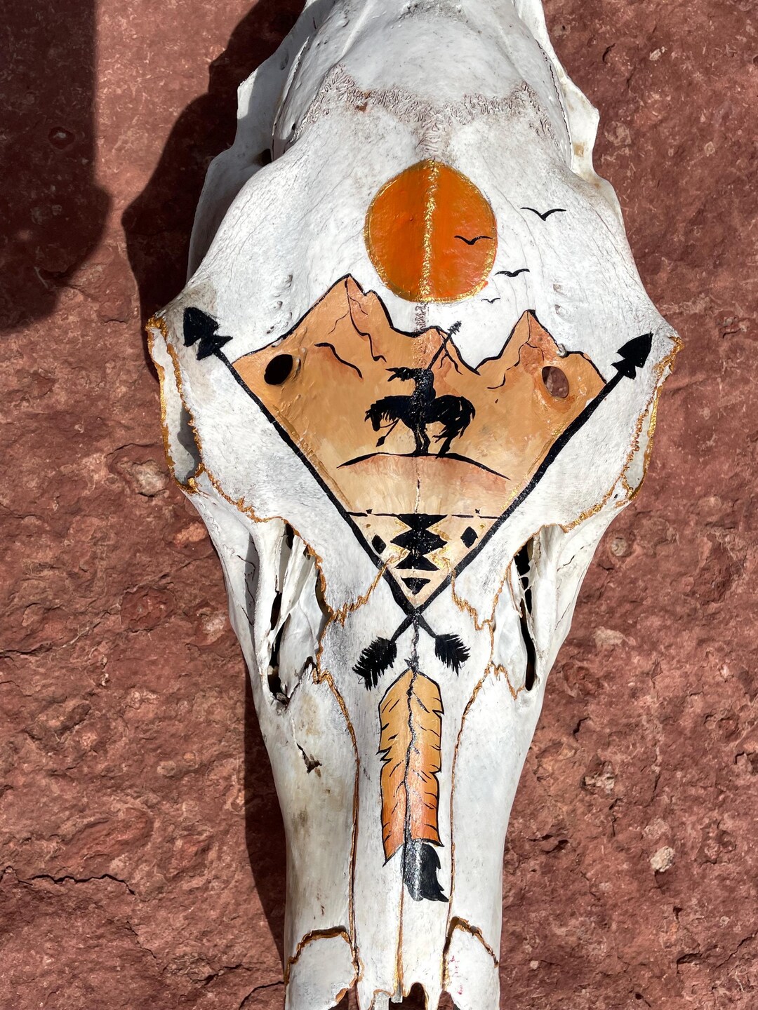Southwest Skull | Cow Elk Skull | Hand Painted Skull - Etsy