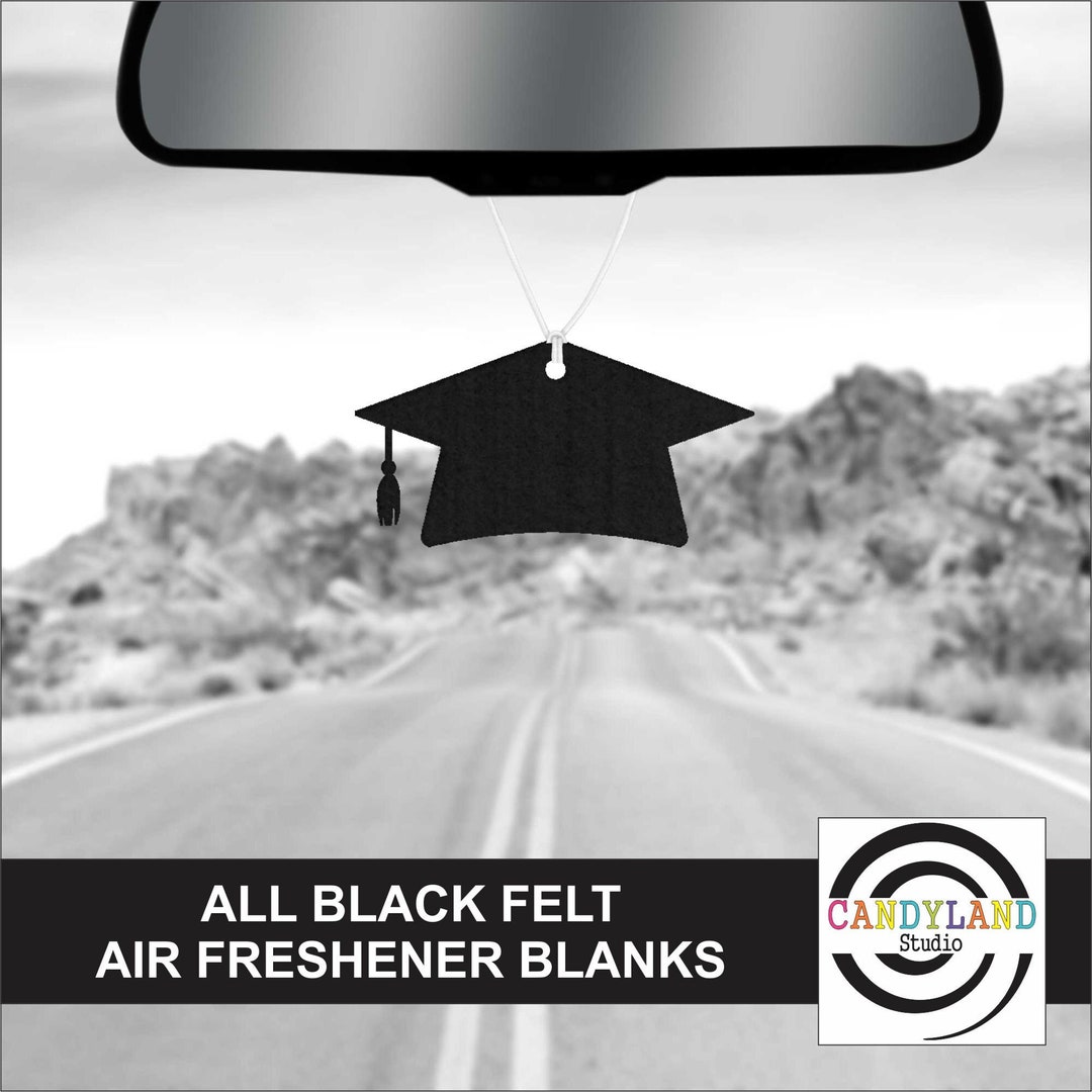 Black Graduation Cap Hat Felt Air Fresheners Craft Blanks for HTV Heat ...
