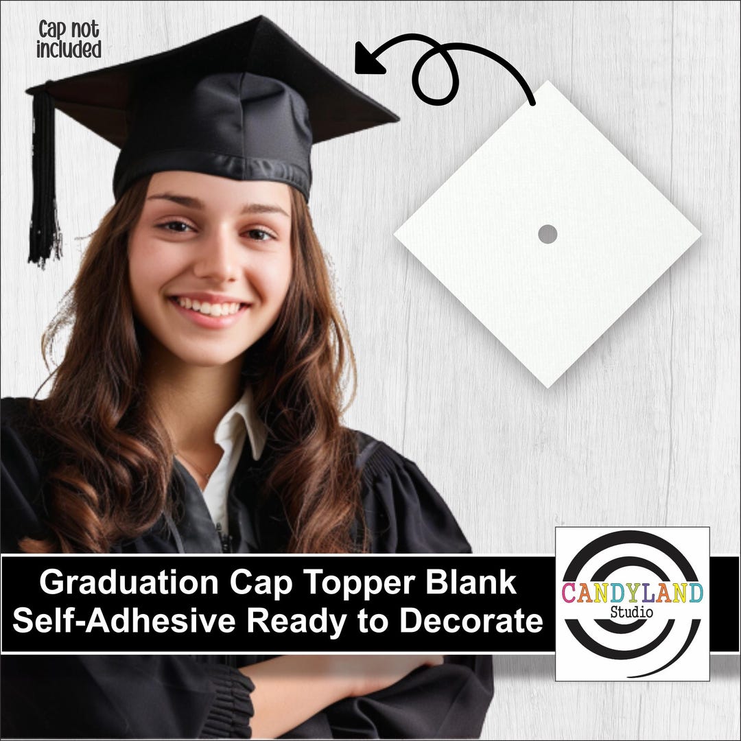 Blank Graduation Cap Toppers DIY Decorate Yourself | White Black Lined ...