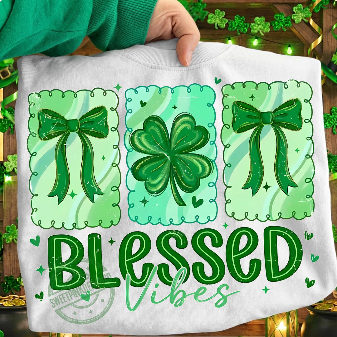 Blessed Vibes PNG, St Patrick’s Day Shamrock Bow PNG - Etsy