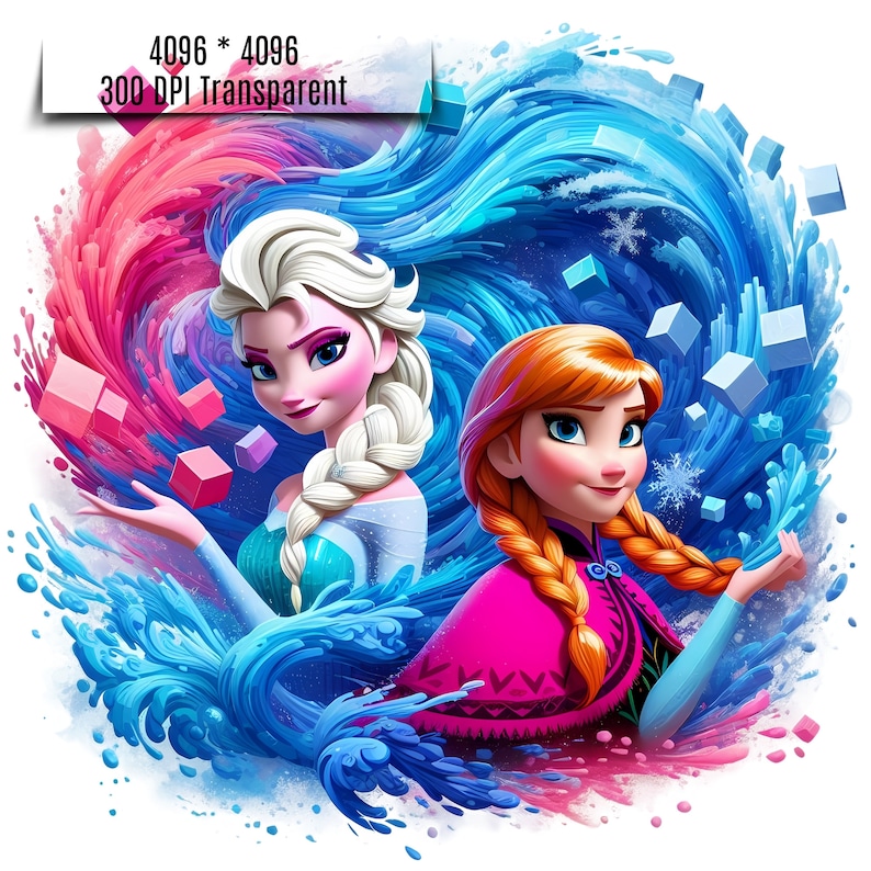 Frozen Princess Splash Watercolor PNG | Sublimation Design (digital ...