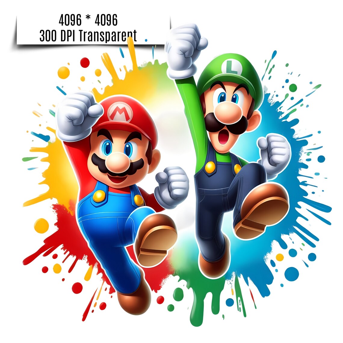 5 Super Mario Splash and Watercolor Png Sublimation | Videogame Mario ...
