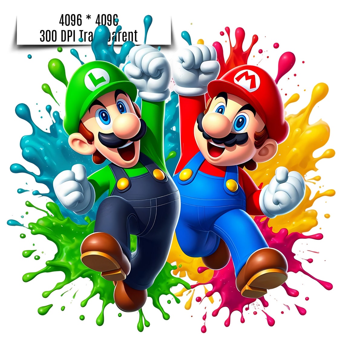 5 Super Mario Splash and Watercolor Png Sublimation Videogame Mario Png ...