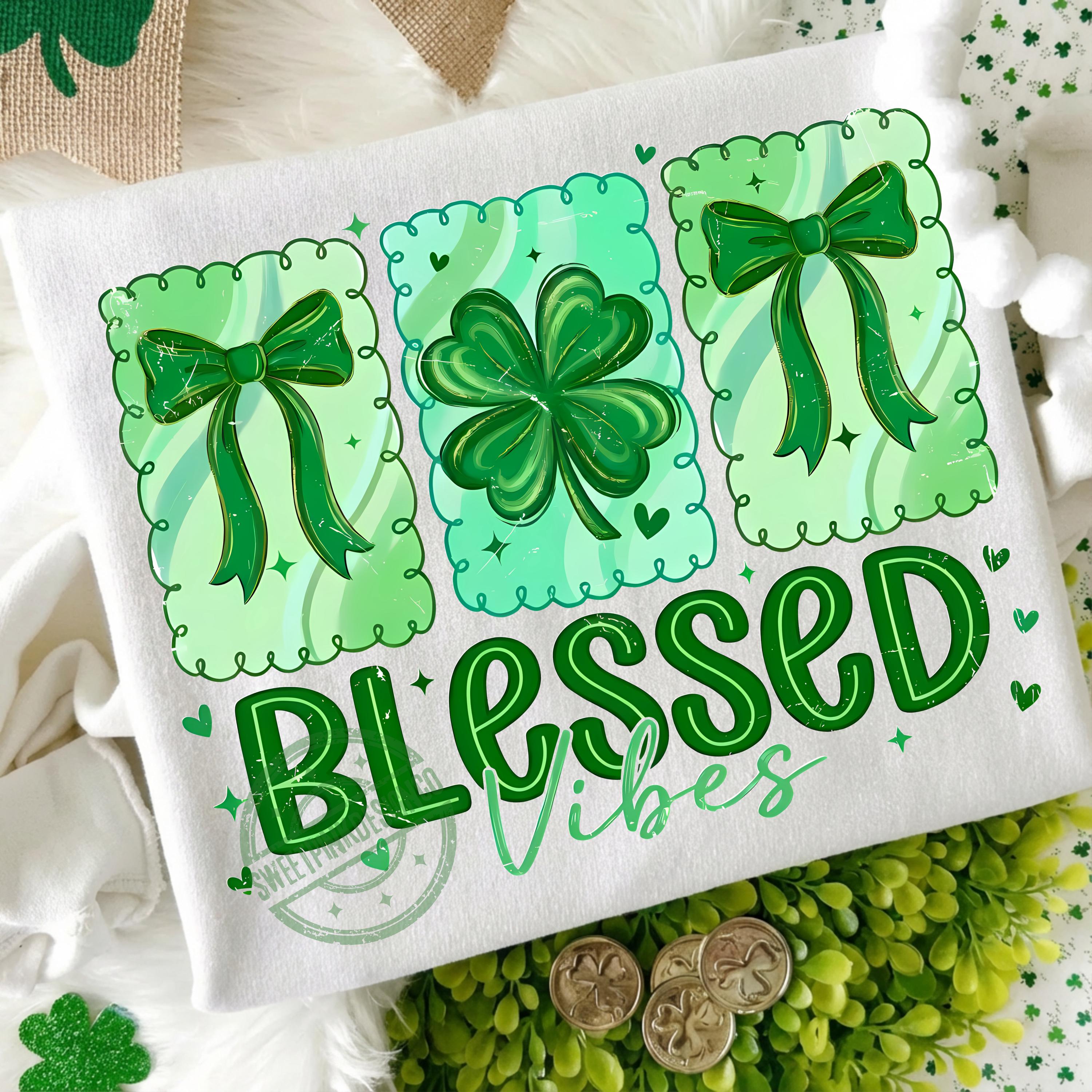 Blessed Vibes PNG, St Patrick’s Day Shamrock Bow PNG - Etsy