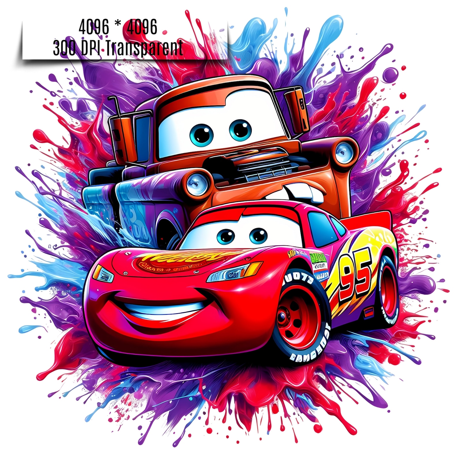 4 Lightning Mcqueen Splash and Watercolor Png Sublimation | Cartoon ...
