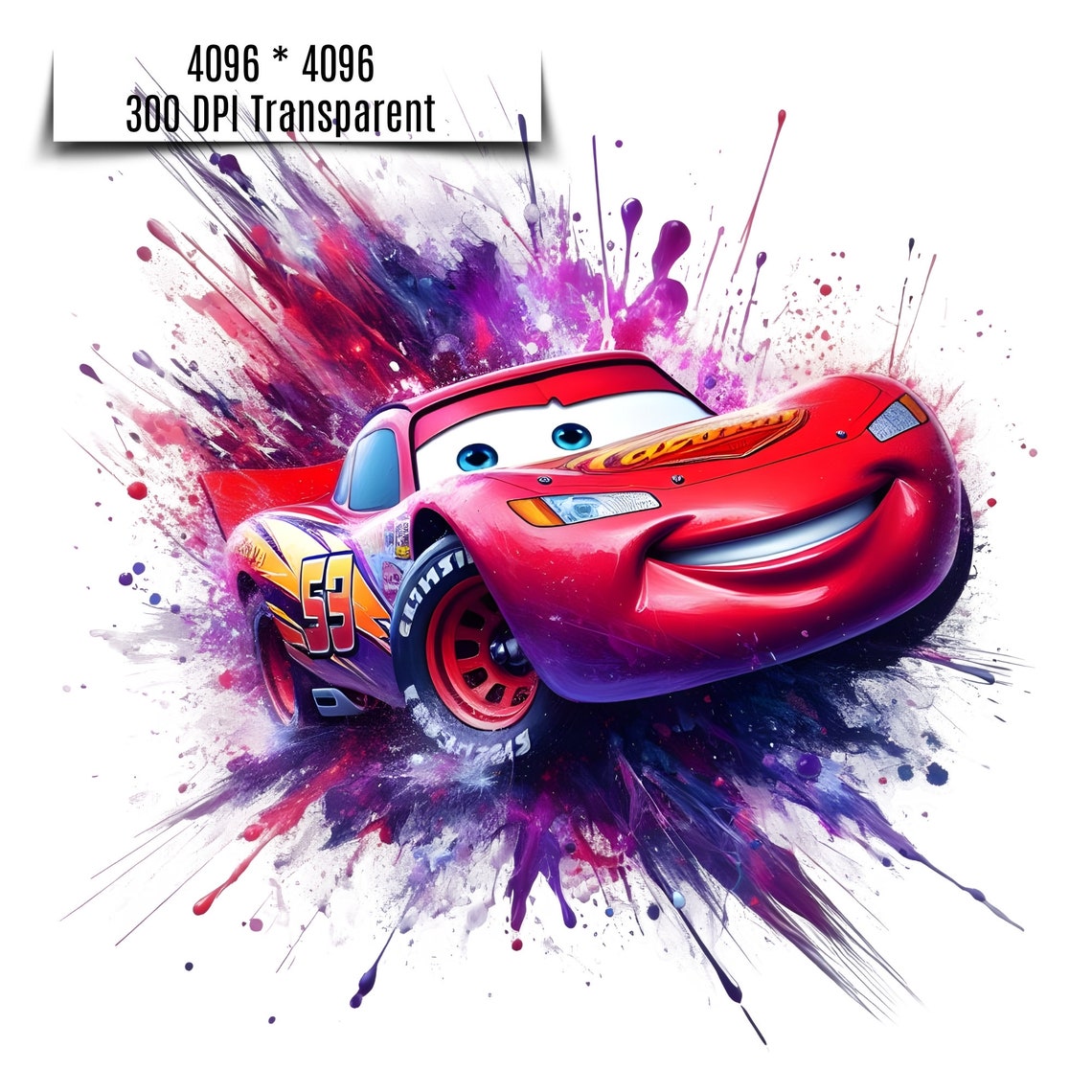 5 Lightning Mcqueen Splash and Watercolor Png Sublimation | Cartoon ...
