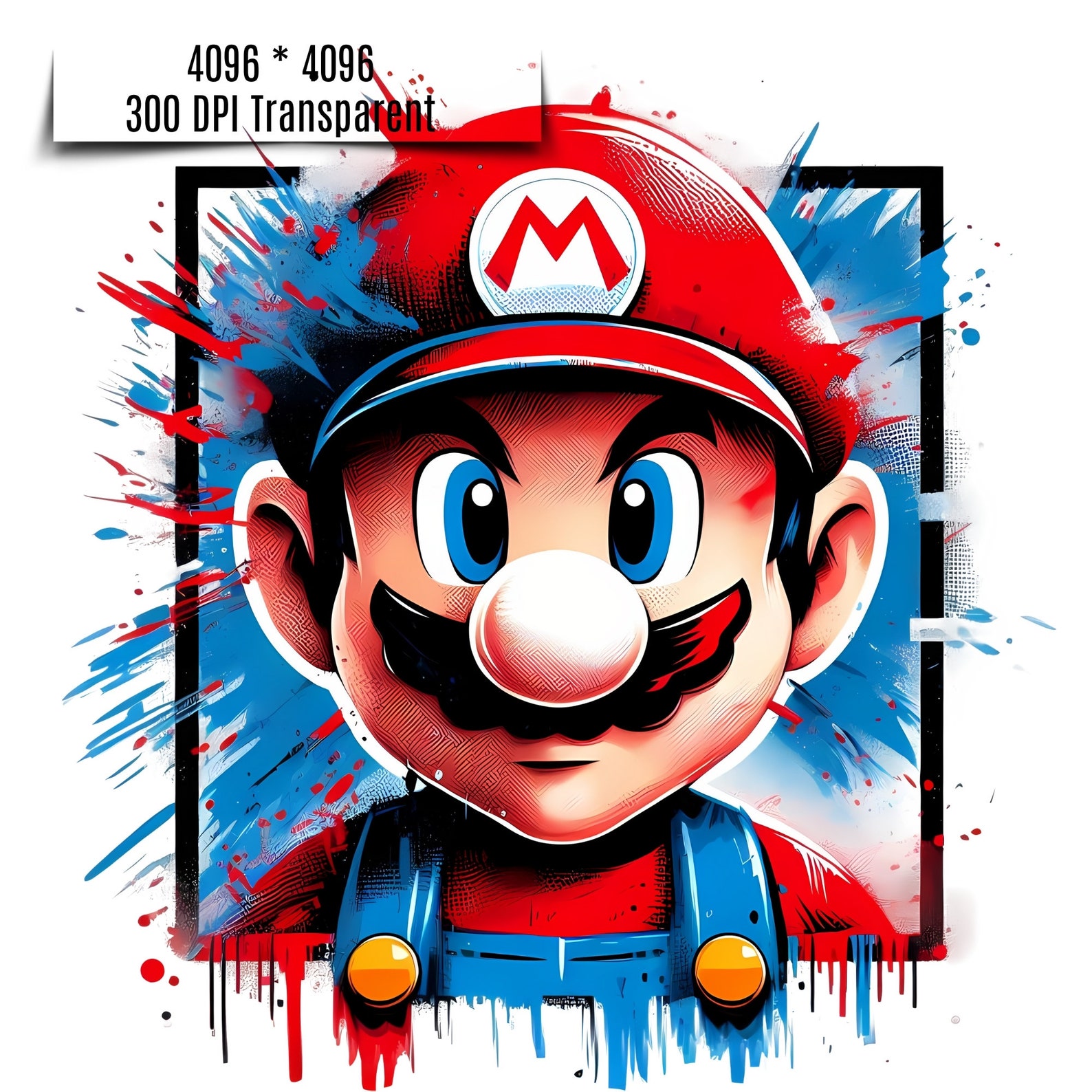 5 Super Mario Splash and Watercolor Png Sublimation Videogame Mario Png ...