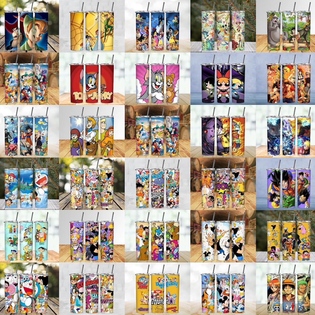 40+ 20oz Cartoon Tumbler Bundle | Cartoons Sublimation Designs | All ...
