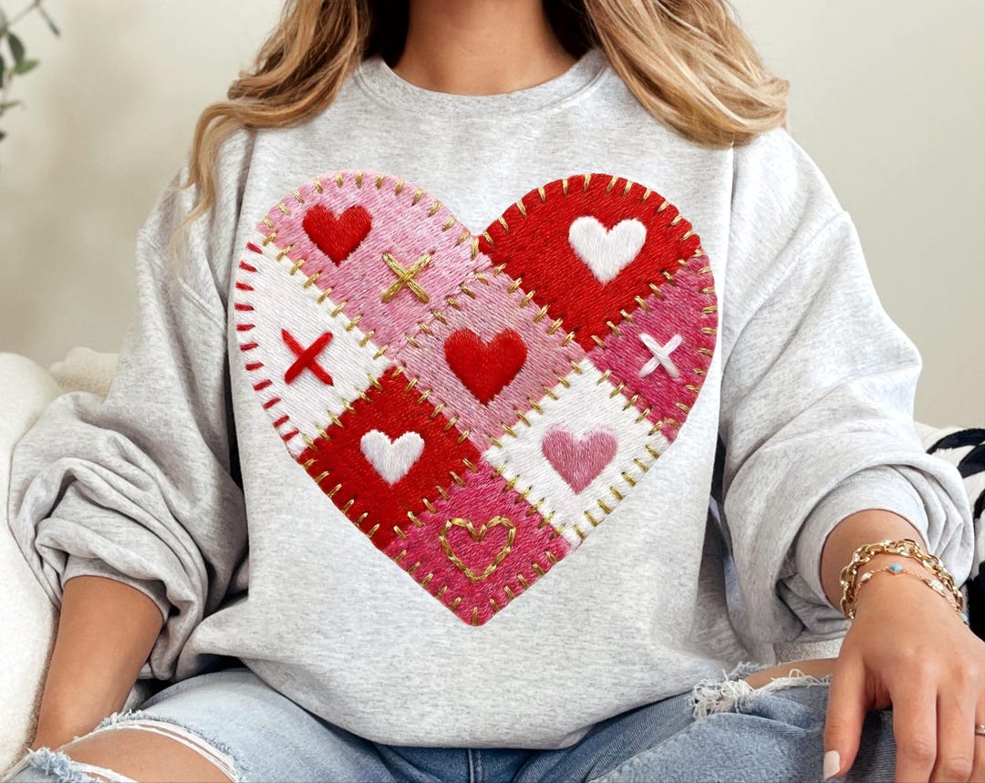 Valentine Patch Heart Png, Xoxo Heart Png, Vday Patchwork Heart Png ...