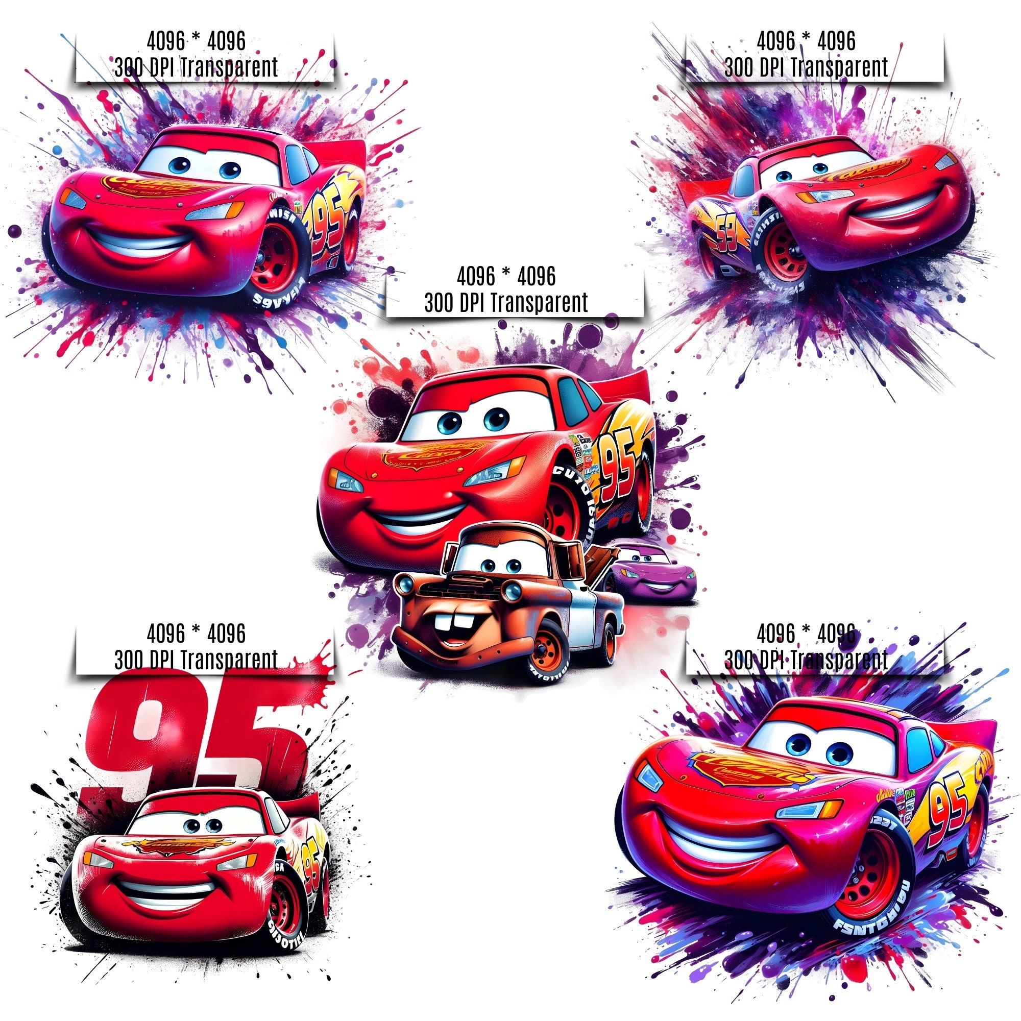 5 Lightning Mcqueen Splash and Watercolor Png Sublimation | Cartoon ...