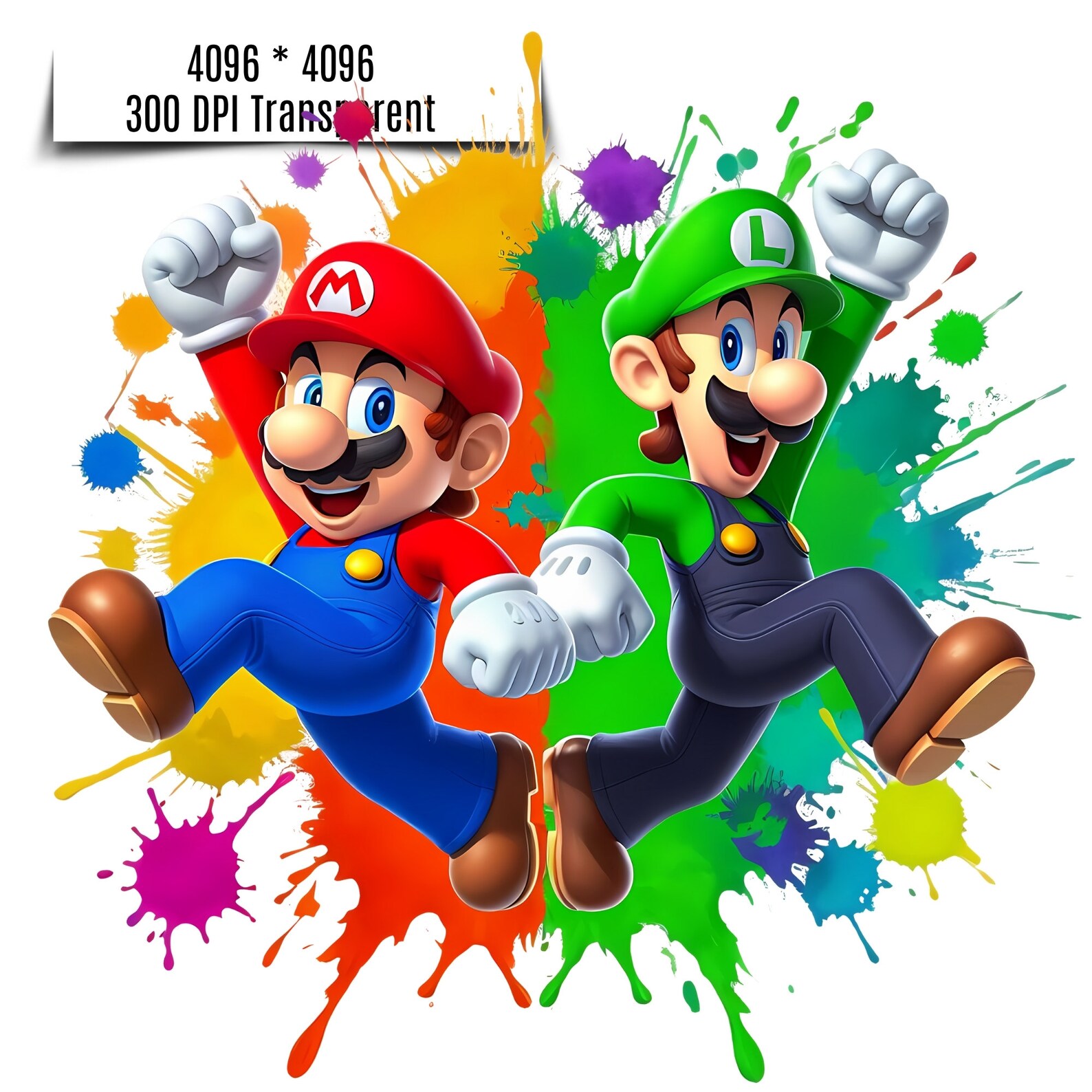 5 Super Mario Splash and Watercolor Png Sublimation | Videogame Mario ...