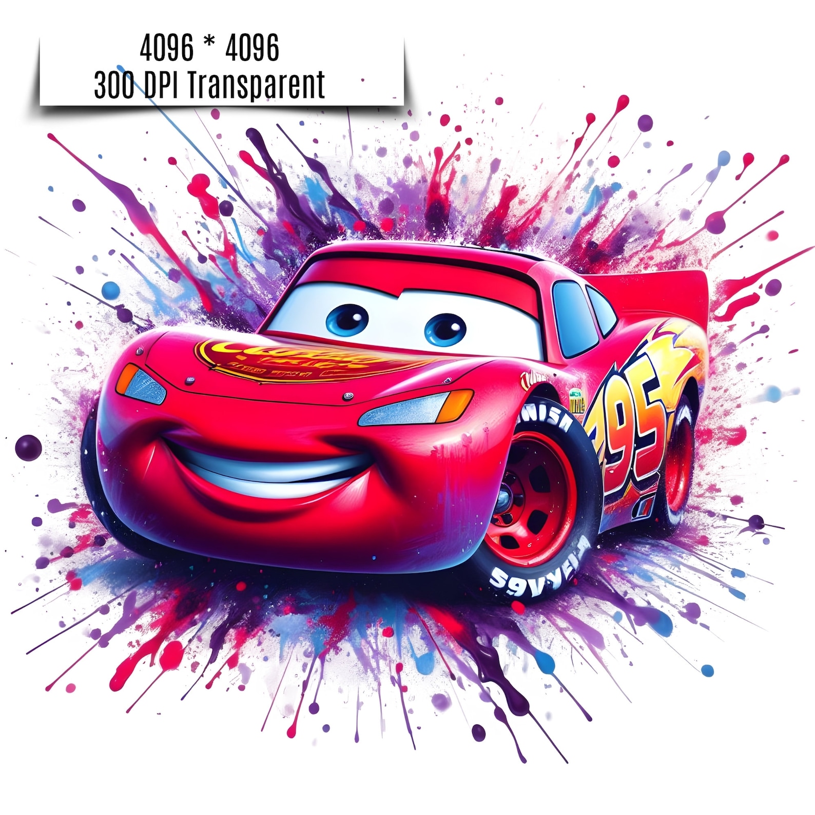 5 Lightning Mcqueen Splash and Watercolor Png Sublimation | Cartoon ...