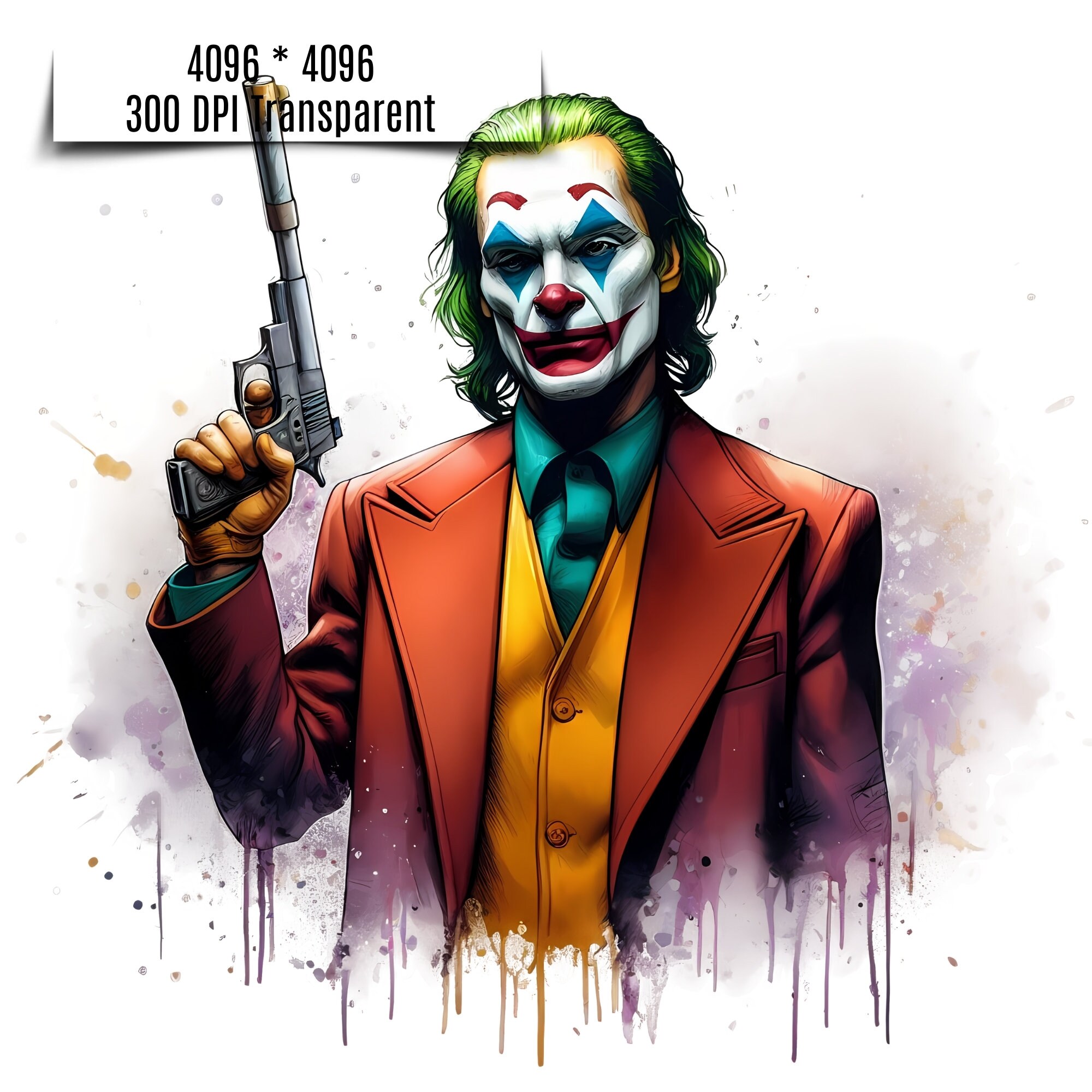 Joker Splash Watercolor PNG | Digital Art, Silhouette Design (digital ...