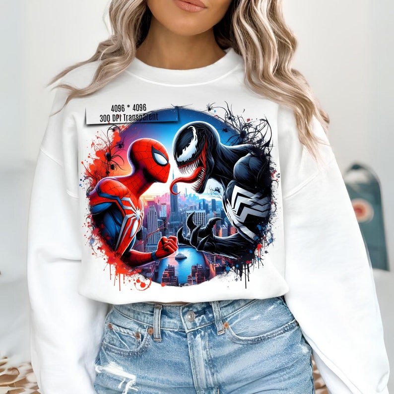Spiderman Vs Venom Watercolor PNG | Superhero T-shirt Design (digital ...
