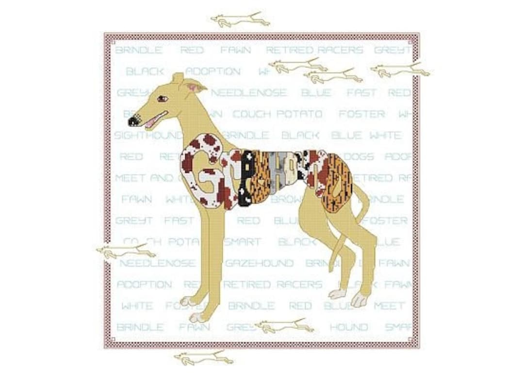 Aeriedesigns GREYHOUND ADOPTION Color Collage Cross Stitch PDF Pattern ...