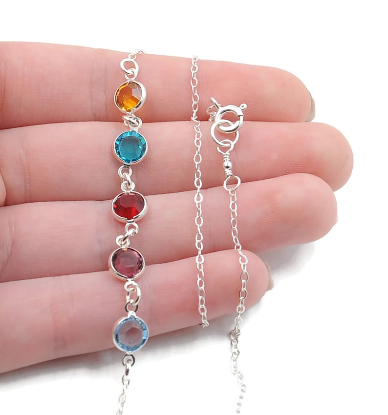Multiple Birthstone Necklace With Sterling Silver Chain - Etsy