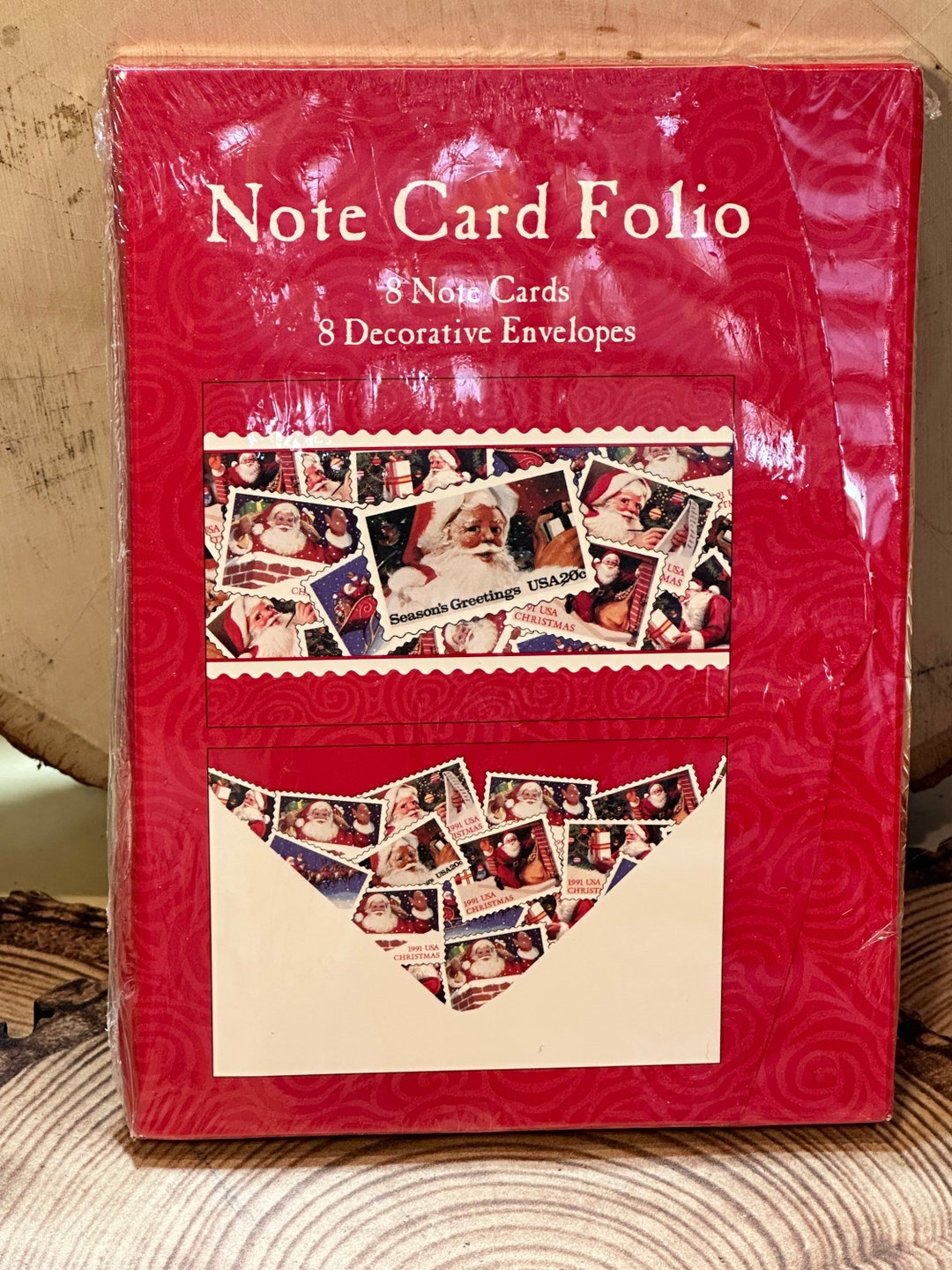USPS Set of 8 Notecards Folio VINTAGE 1990s SANTA Christmas Stamps - Etsy