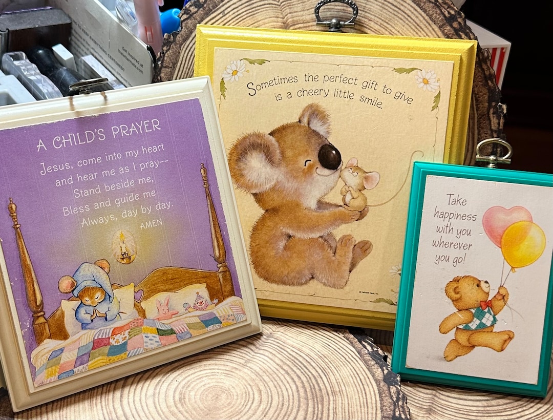 Vintage 1980s HALLMARK Plaque Prayer KOALA Bear HAPPINESS Teddy Bear ...