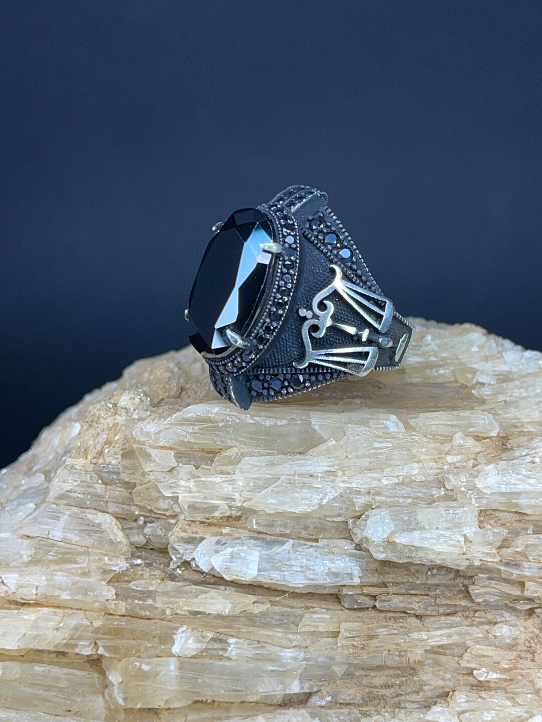 Black Zircon,justice Symbol Men's Ring With Black Zircon, Lawyer Ring ...