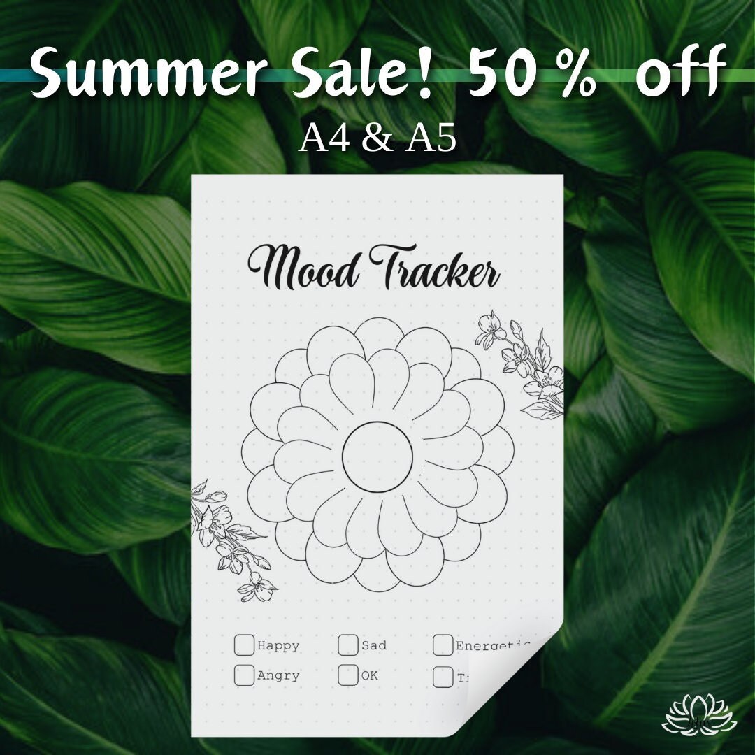 Sunflower Mood Tracker Printable Journal Page Daily Feelings Mood ...