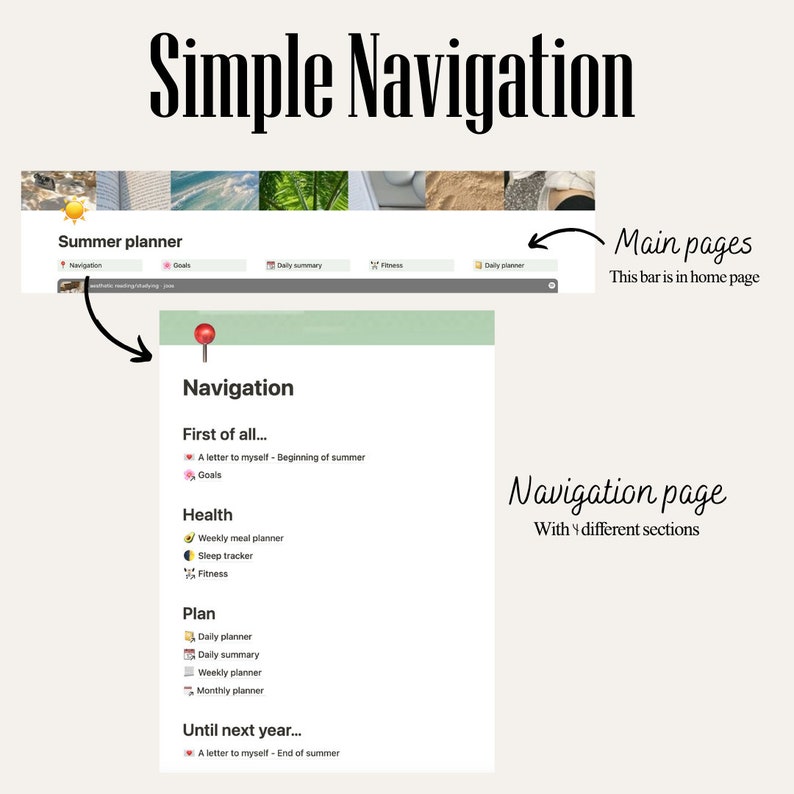 Summer Notion Template Aesthetic Summer Notion Life Planner Template ...