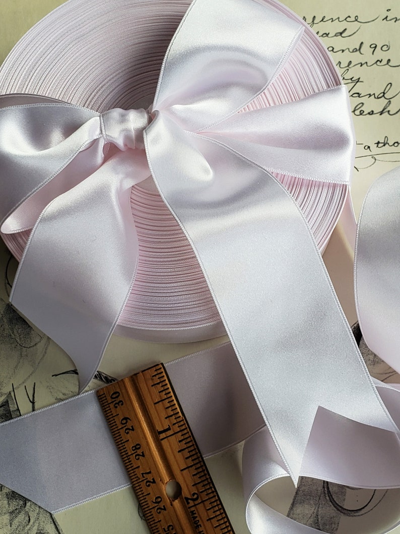 Pastel Pink Satin Ribbon Double Faced Satin Ribbon Wedding | Etsy