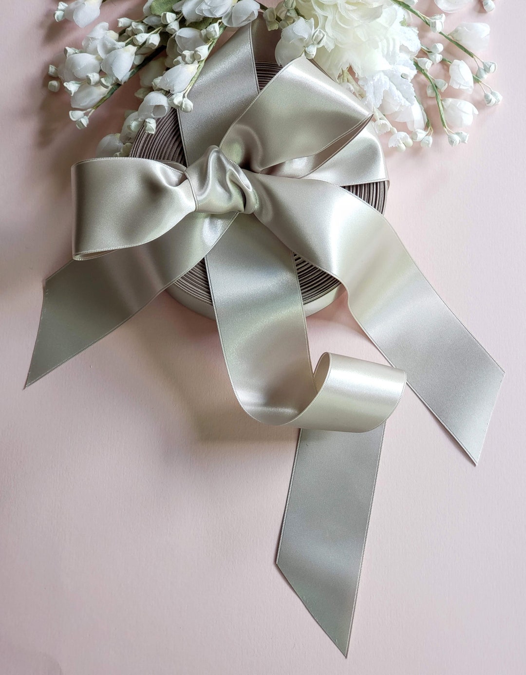 Bone Satin Ribbon 1.5 Inches Wide, Double Faced Satin Ribbon, Wedding ...