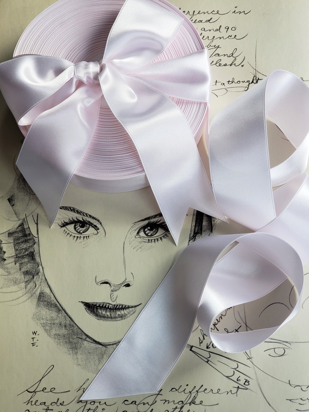 Pastel Pink Satin Ribbon, Double Faced Satin Ribbon, Wedding Bridal ...