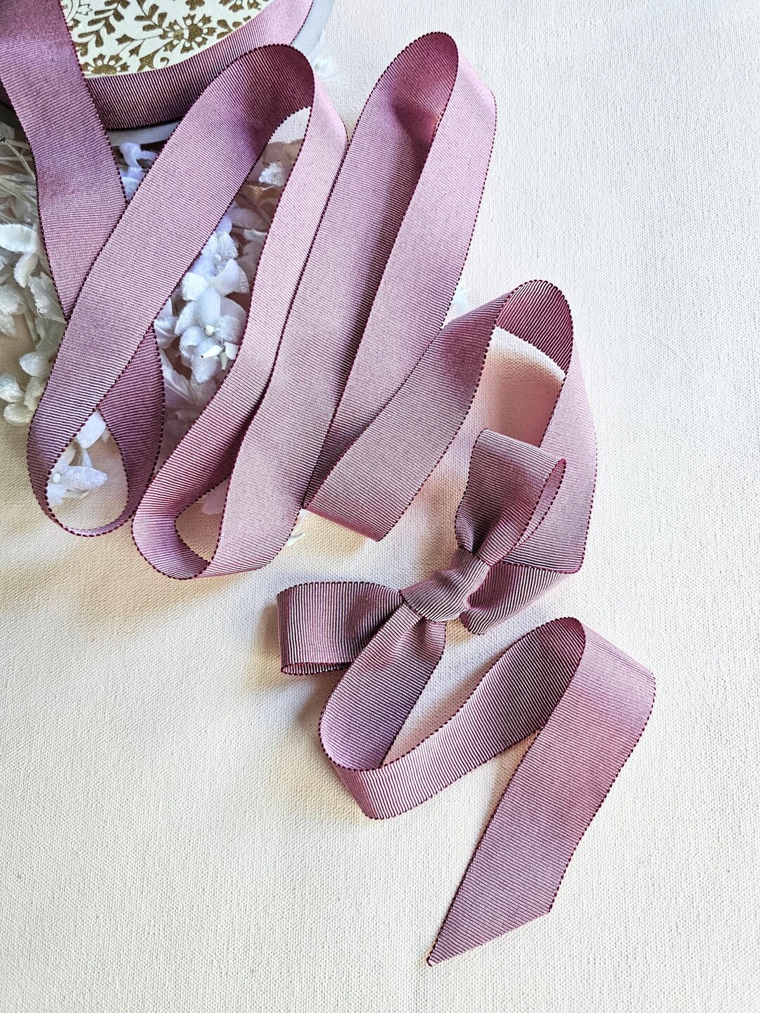 Dark Rose Pink Chambray Grosgrain Ribbon, Petersham Rayon, Millinery ...