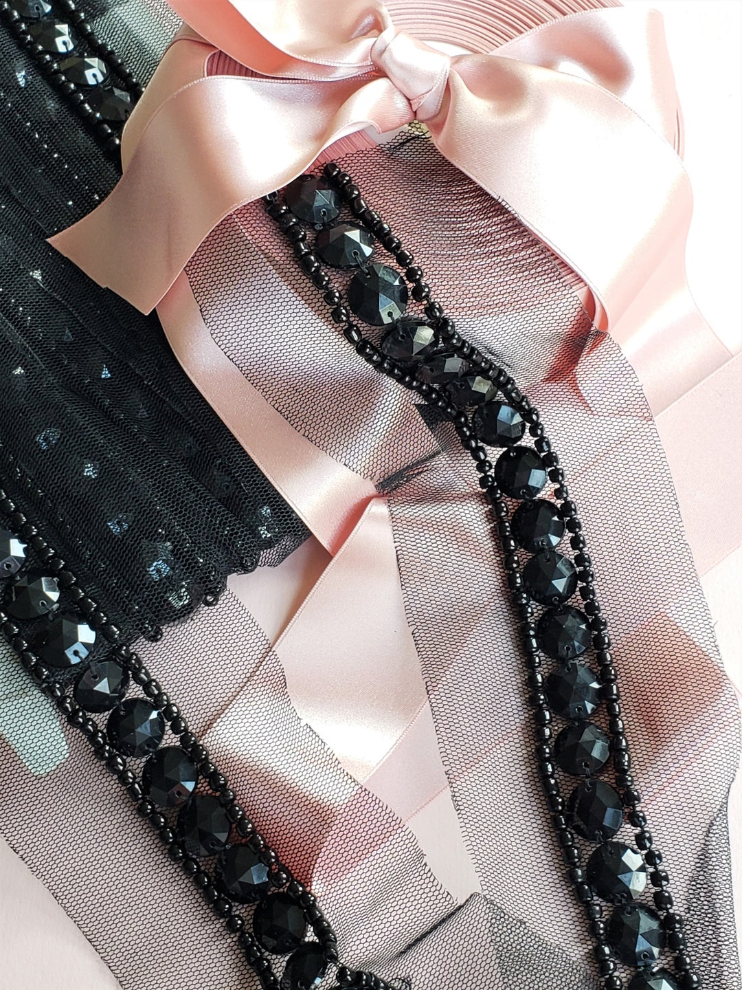 1Y 20 Piece Black Beaded Trim Sewing Dress Making - Etsy