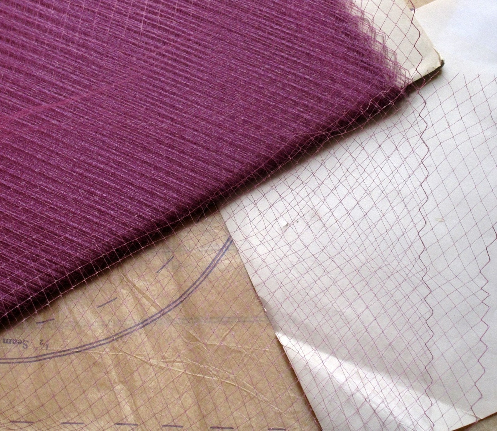 Vintage Millinery Veil French Silk Violet Purple Tulle - Etsy