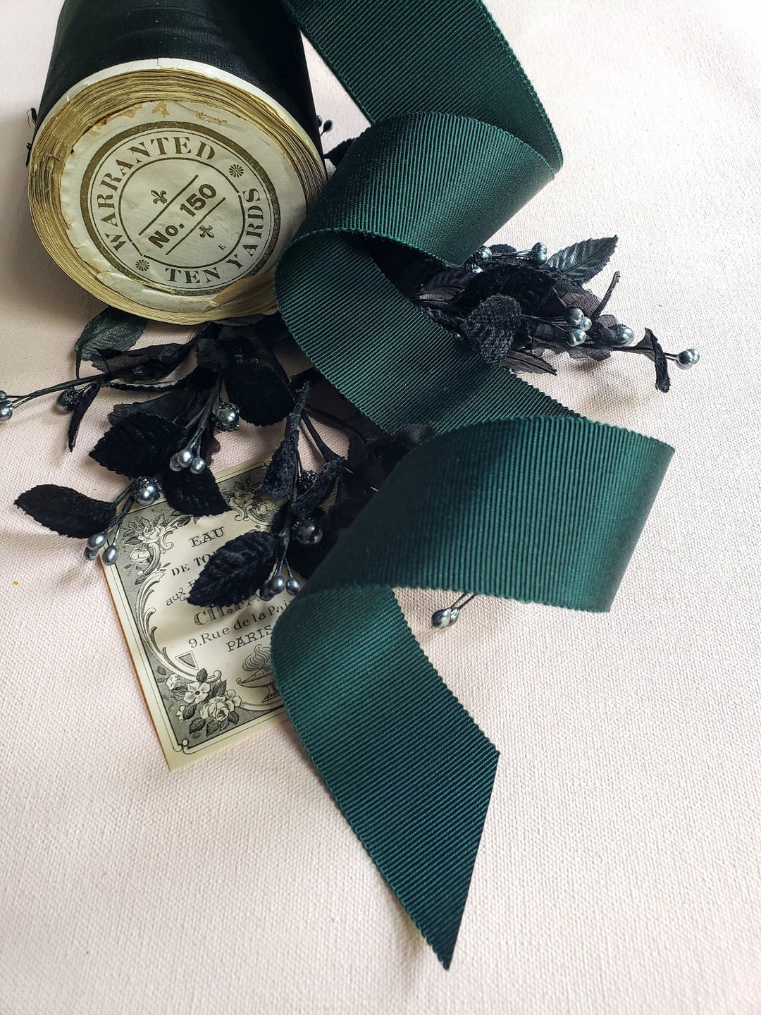 Vintage Grosgrain Ribbon, Forest Green, Rayon Cotton, Petersham ...
