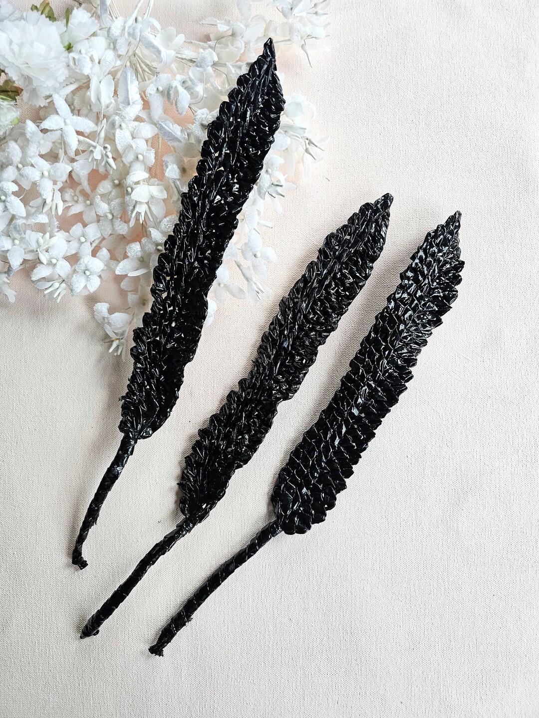 1950s Vintage Black Straw Flower Trim, Millinery, Hat Making, 1940s ...